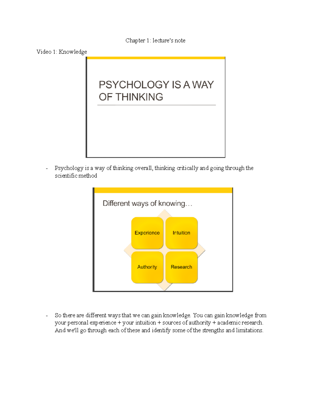 Chapter 1 - lecture's note - Chapter 1: lecture’s note Video 1 ...