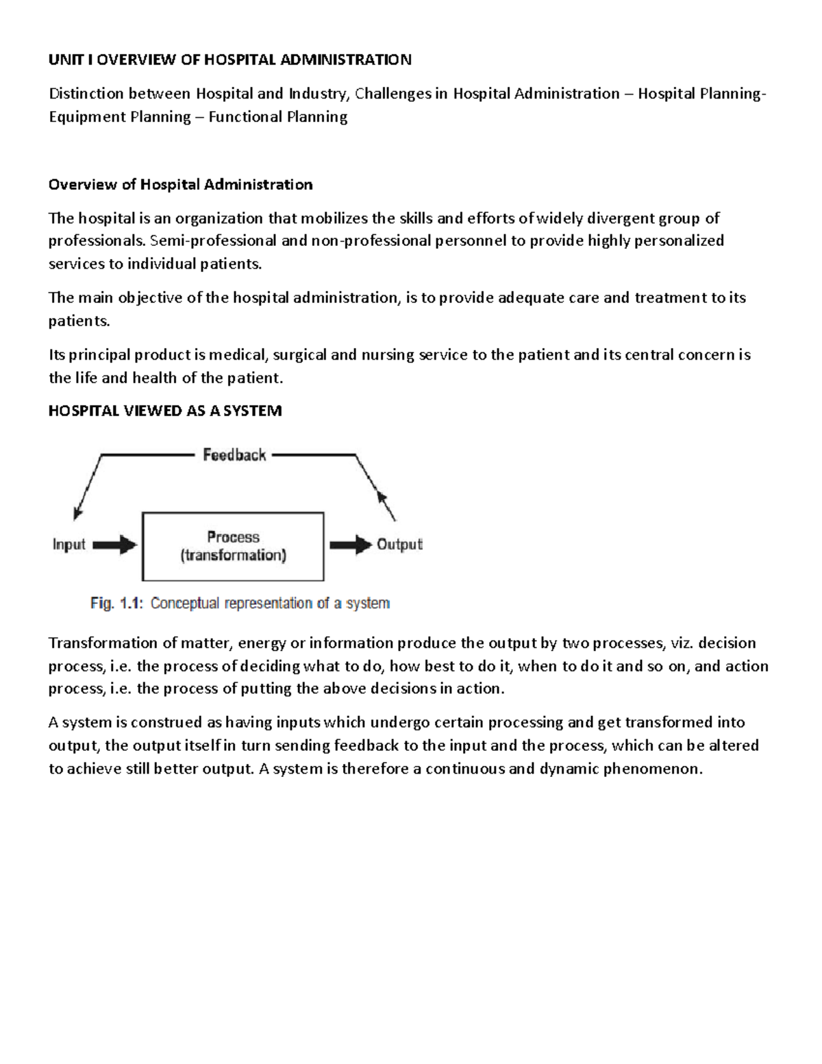 Unit 1 hosp pdf - Notes - UNIT I OVERVIEW OF HOSPITAL ADMINISTRATION ...