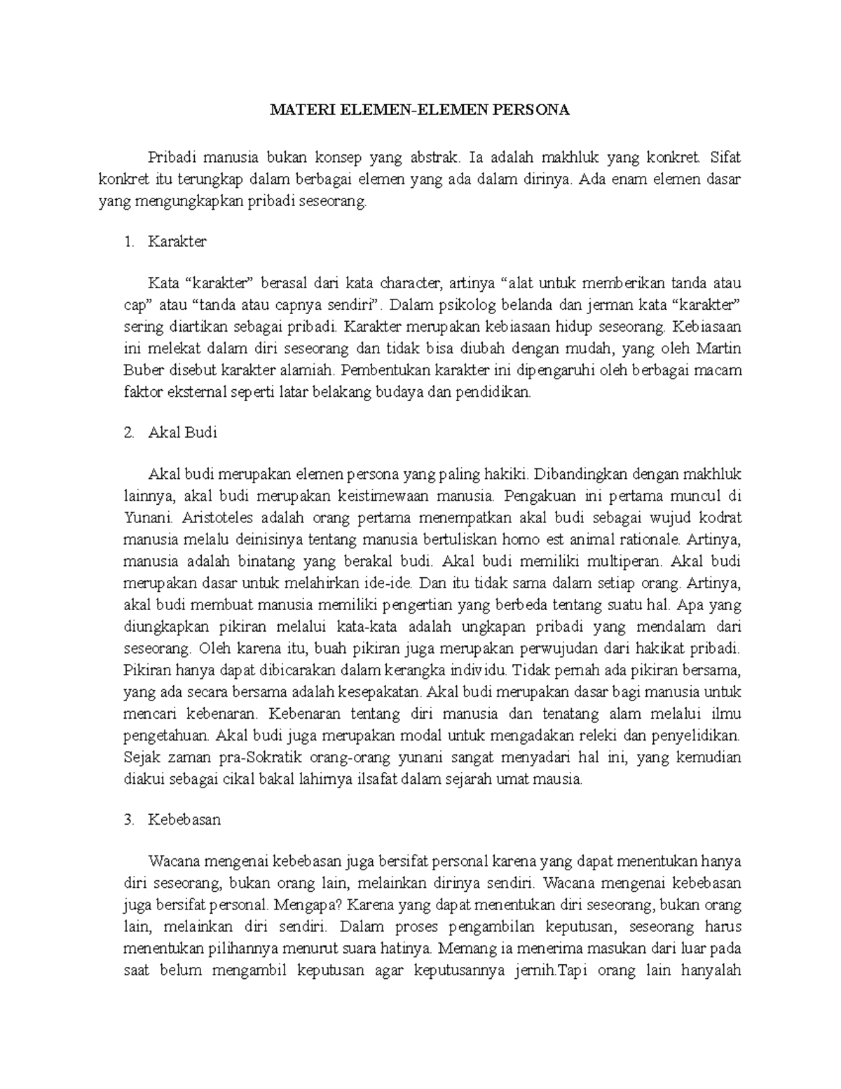 Materi Elemen- Elemen Persona - MATERI ELEMEN-ELEMEN PERSONA Pribadi ...