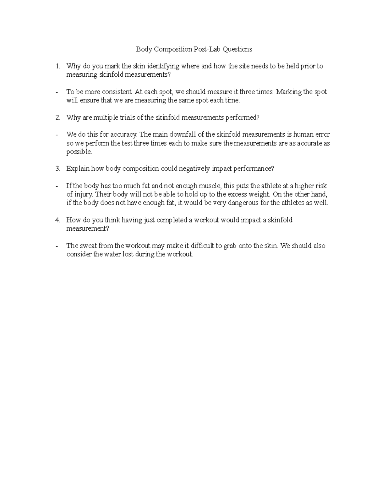 Body Composition Post Questions - Body Composition Post-Lab Questions ...