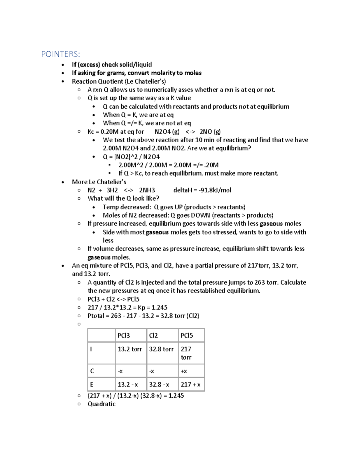Midterm Pointers - POINTERS: If (excess) check If asking for grams ...