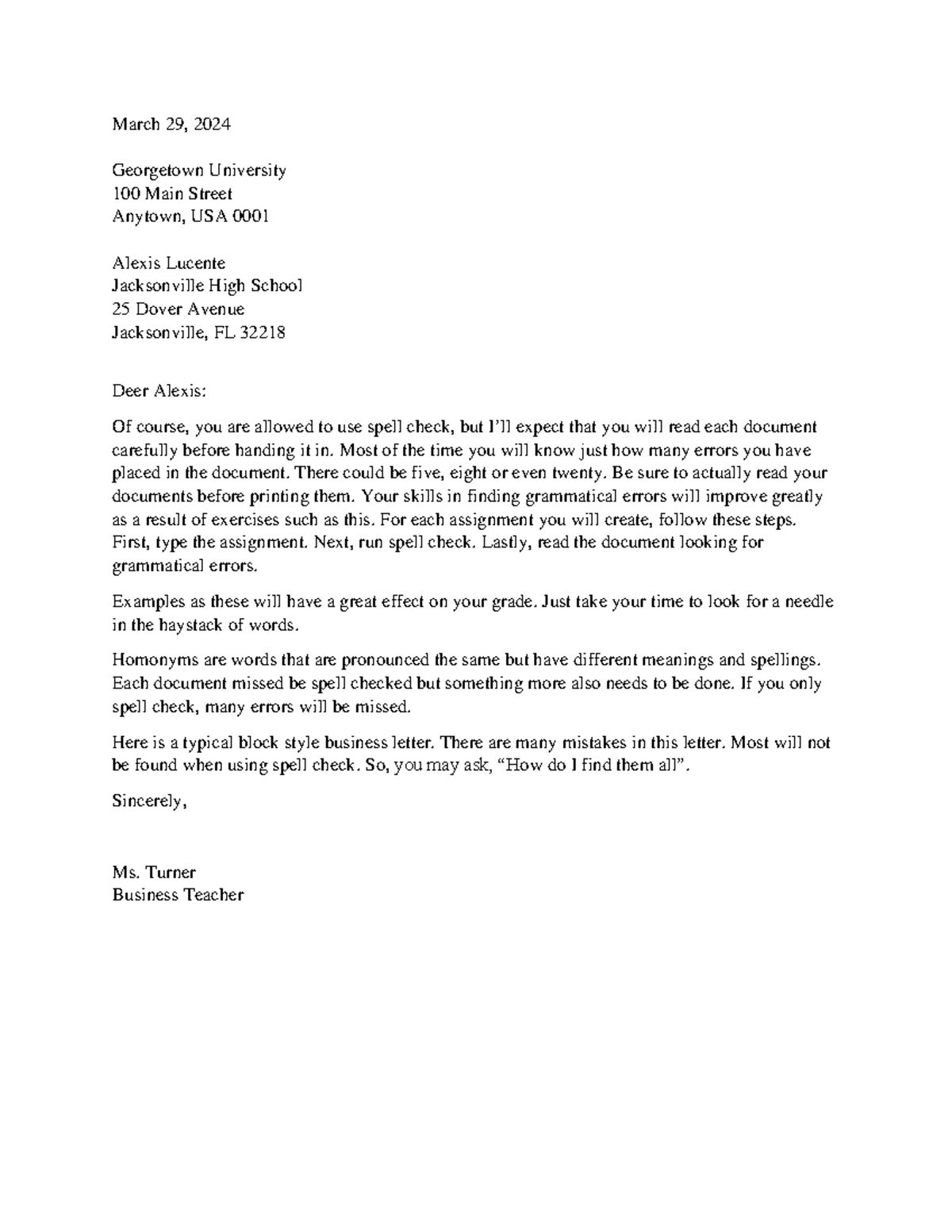 First document ever - Create a letter explaining technology - March 29 ...