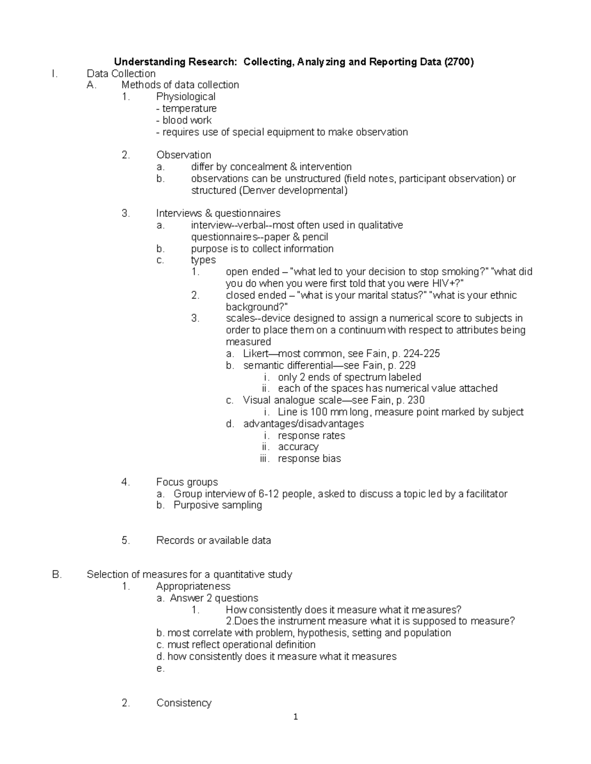 Collecting and analyzing data handout 19 - Understanding Research ...