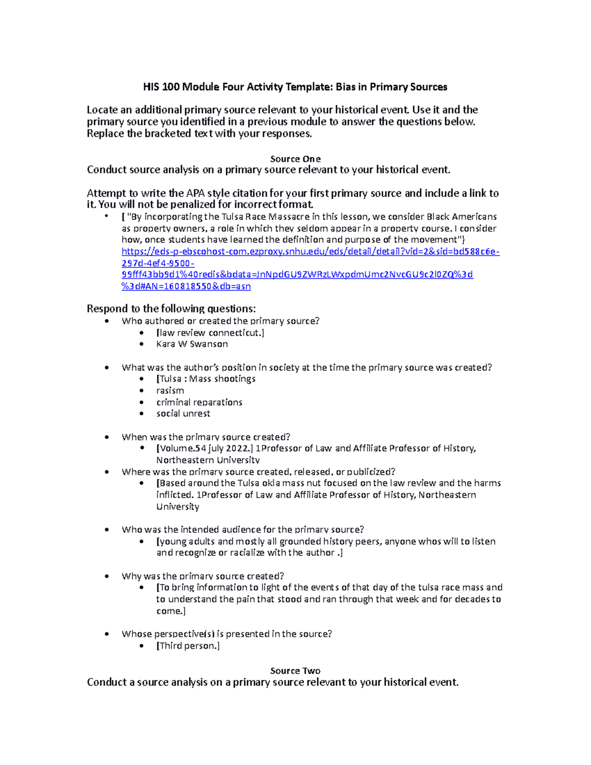 (4) project HIS 100 Module Four Activity Bias Template - HIS 100 Module Four Activity Template ...