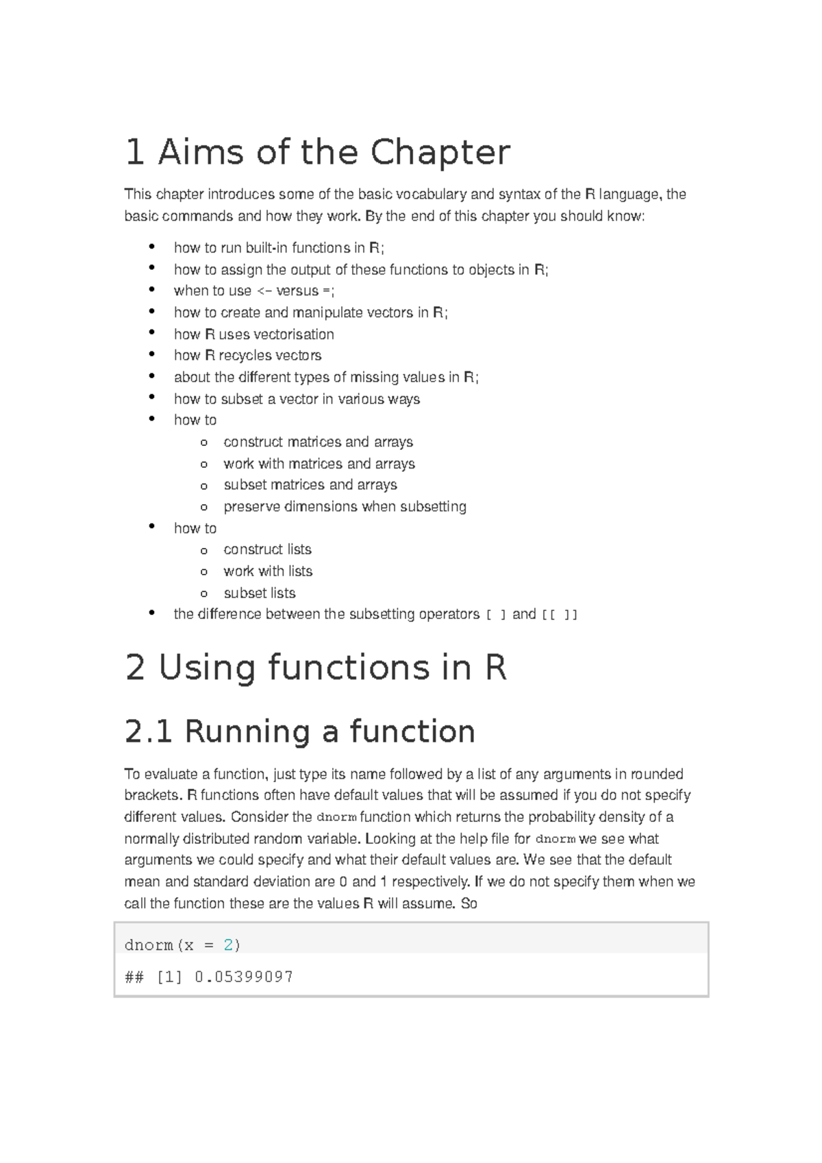 Chapter 2 - The R language - 1 Aims of the Chapter This chapter ...