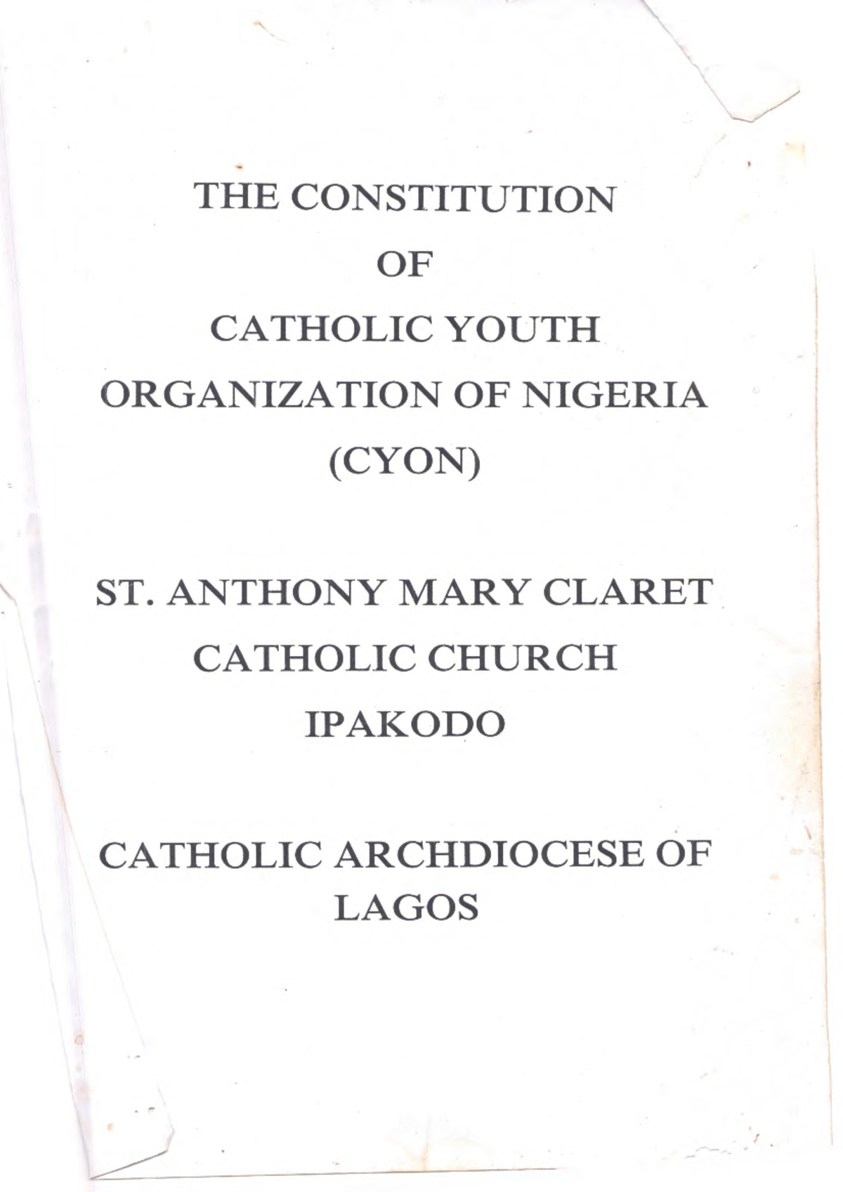 Cyon Constitution - THE CONSTITUTION OF CATHOLIC YOUTH ORGANIZATION OF ...