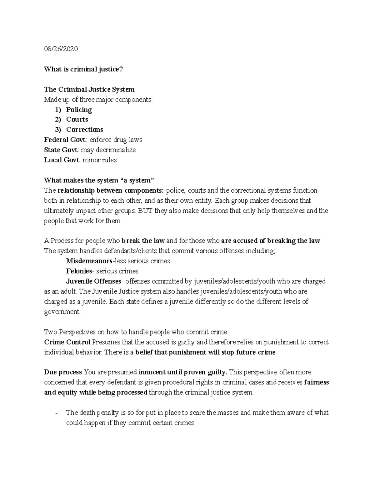 Understanding Criminal Justice System - Studocu