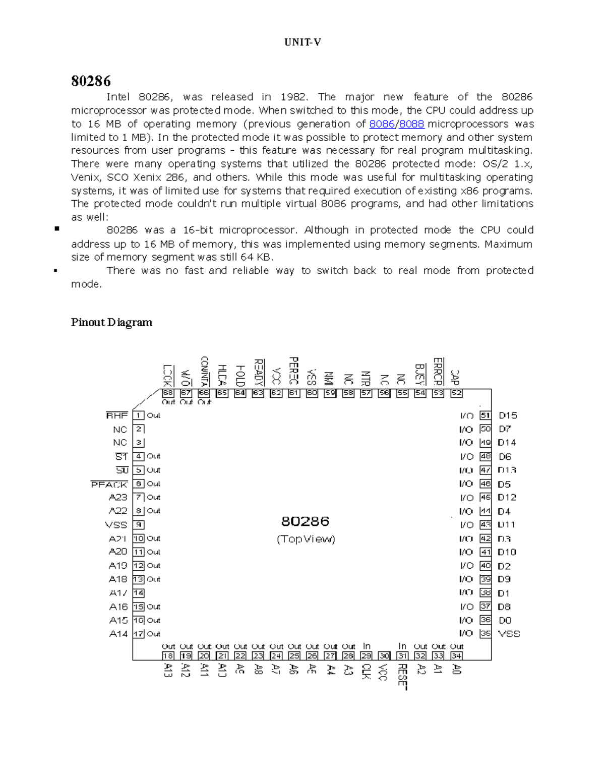 5thunit - Lecture notes for Elective paper 5th sem. - 80286 Intel 80286 ...