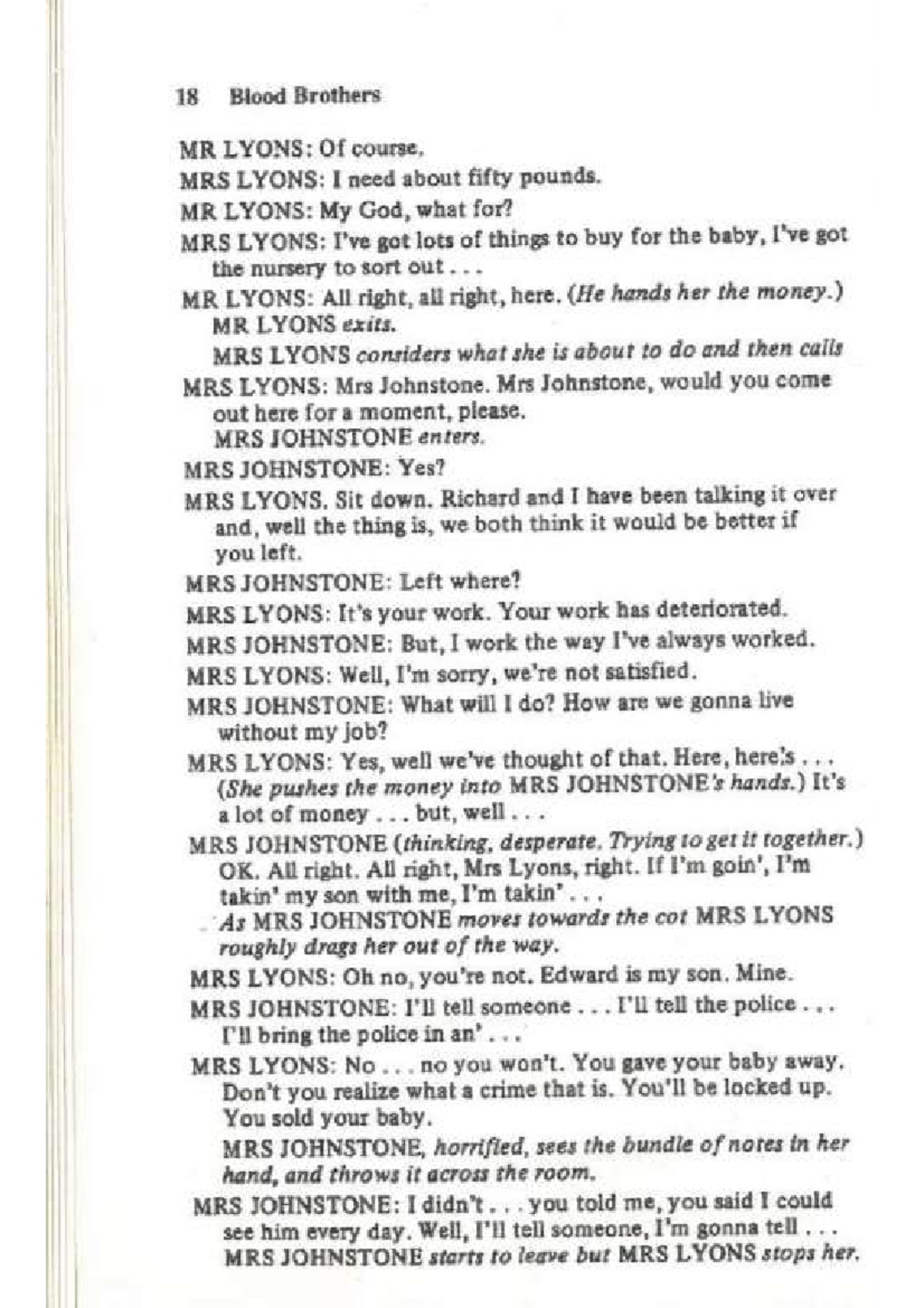 Blood Brothers - ACT ONE - Studocu