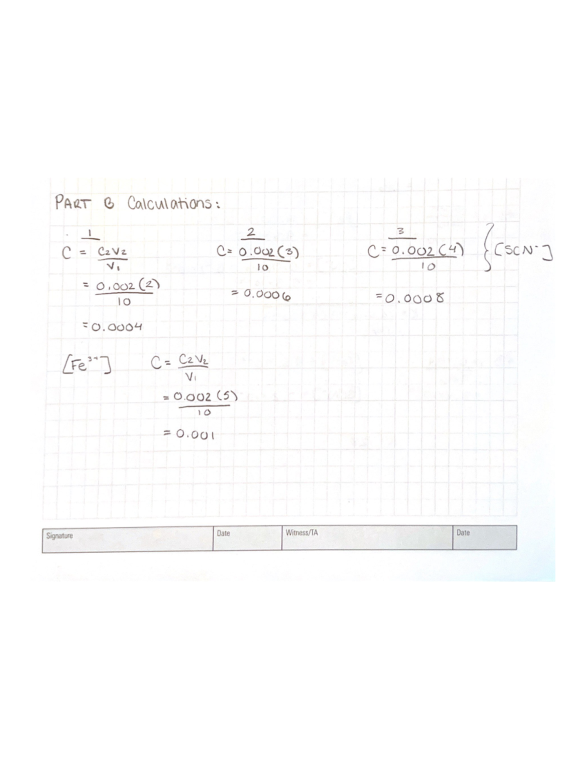 Lab 3 Part B - Calculations for Lab 3 - Chem 1A03 - PART B Calculations ...