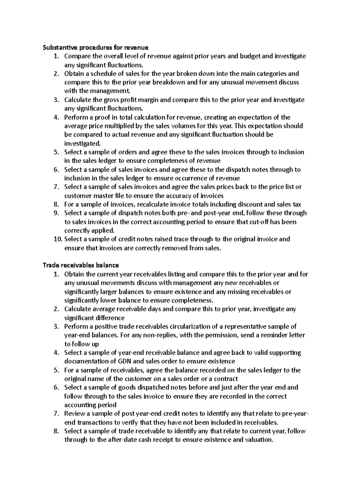 早读 - ... - Substantive procedures for revenue 1. Compare the overall ...