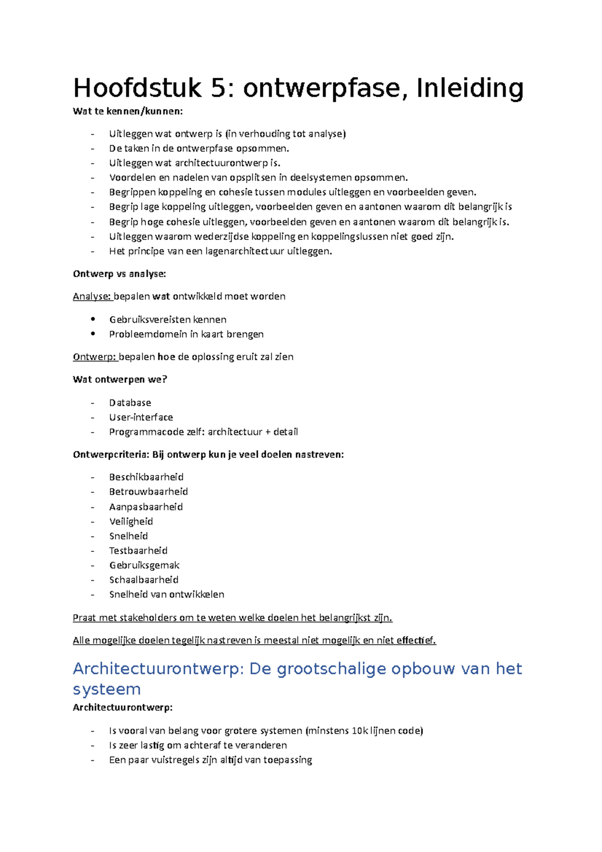 Hoofdstuk 5 Ontwerpfase Inleiding - Hoofdstuk 5: ontwerpfase, Inleiding ...