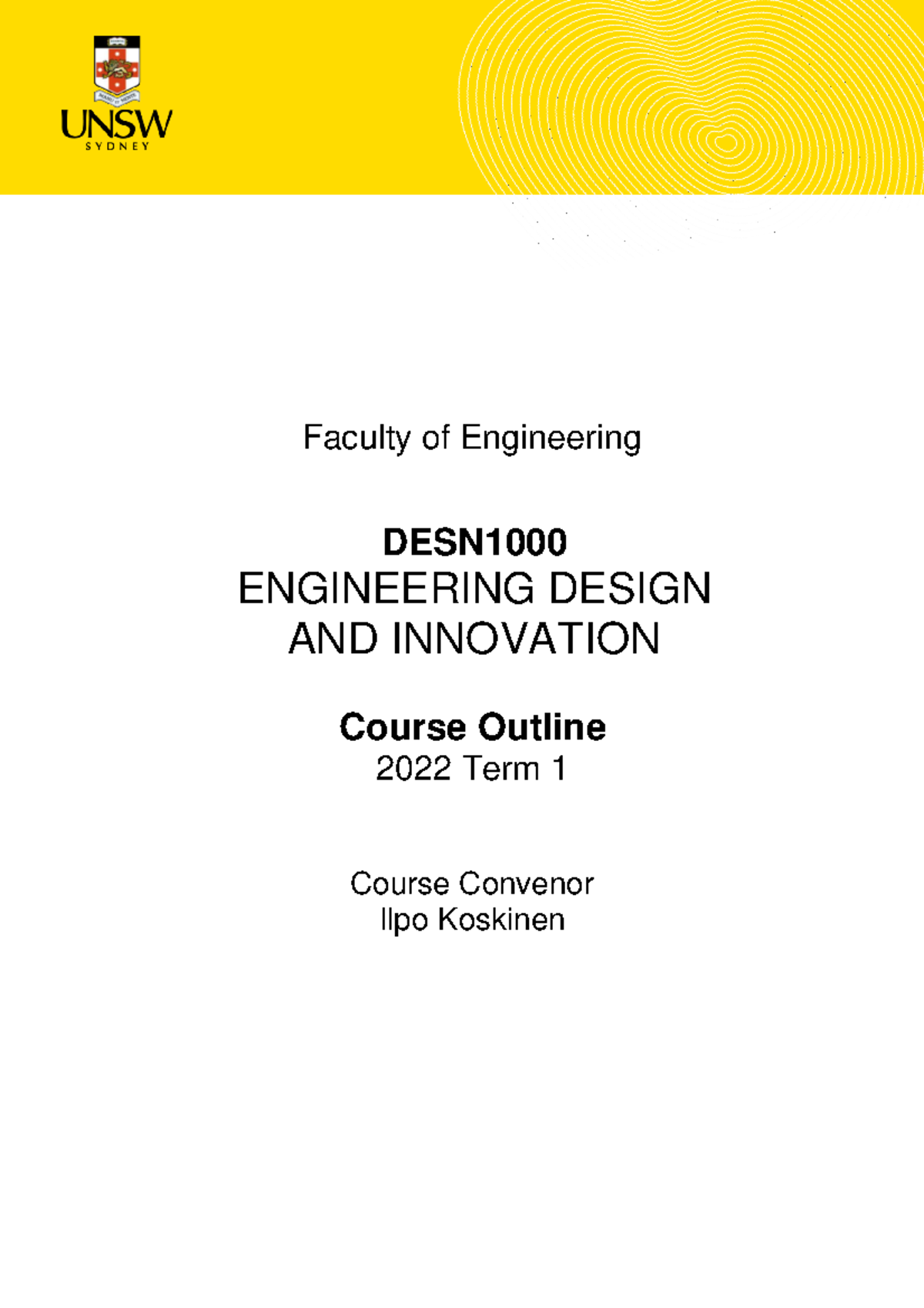 DESN1000 Course Outline - Faculty of Engineering Faculty of Engineering ...