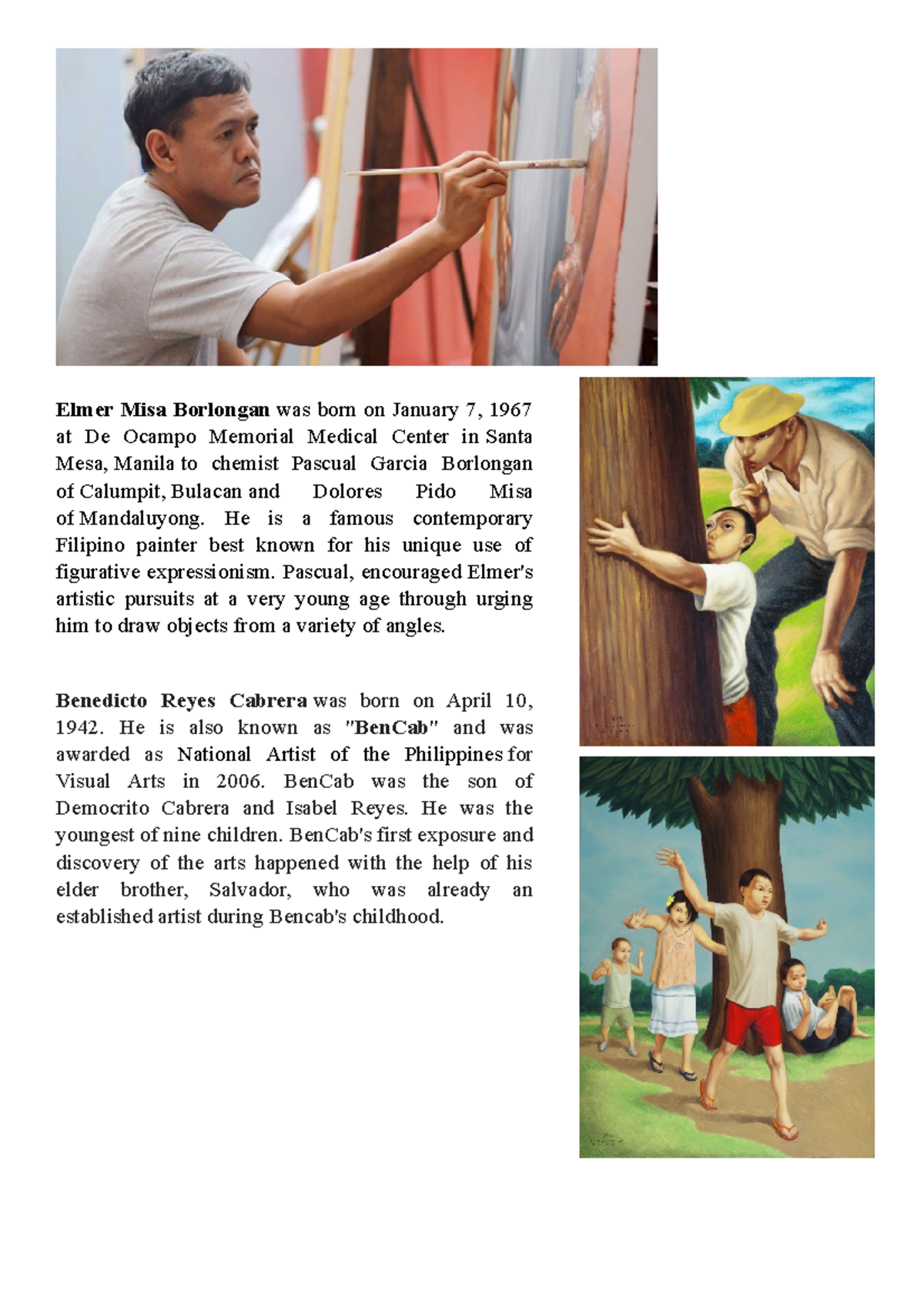 Local artist - Elmer Misa Borlongan was born on January 7, 1967 at De ...