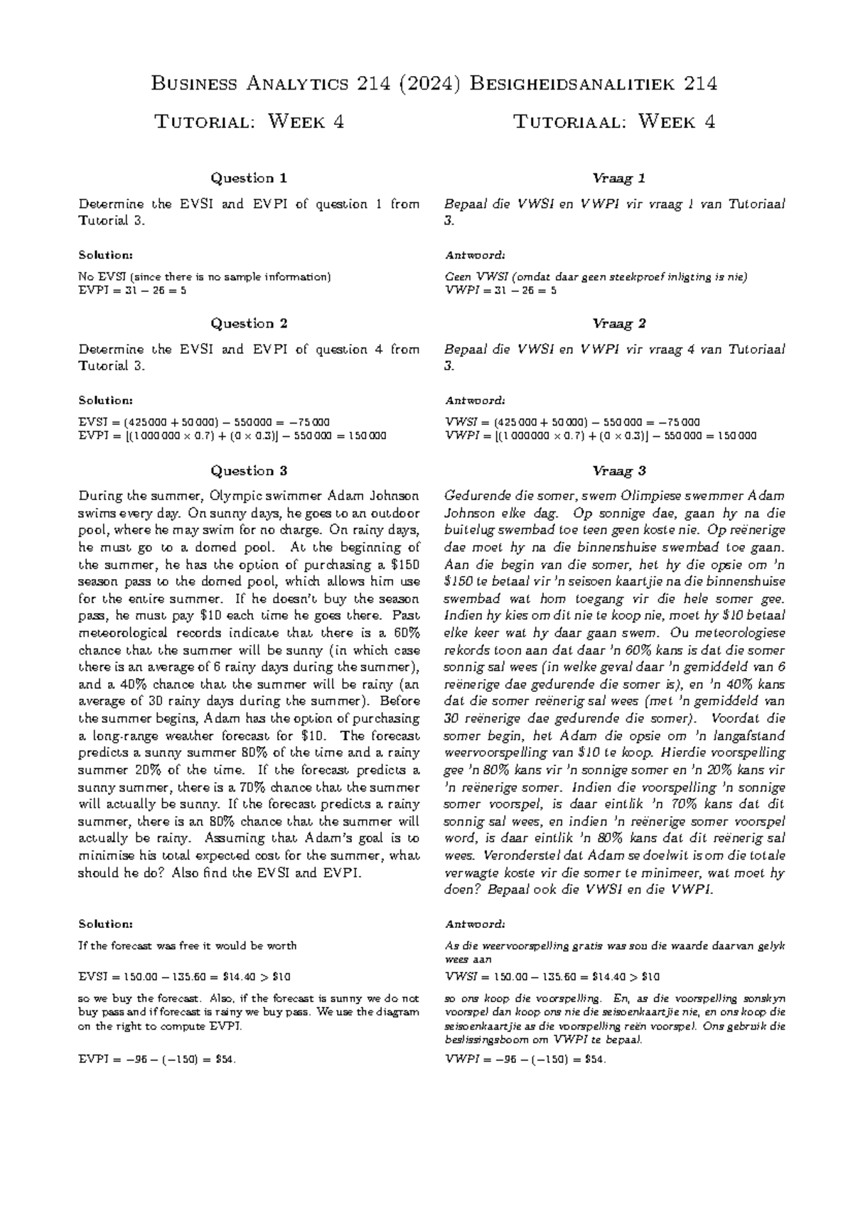 BA214 Tut Week 04 - Business Analytics 214 (2024) Besigheidsanalitiek 214 Tutorial: Week 4 - Studocu