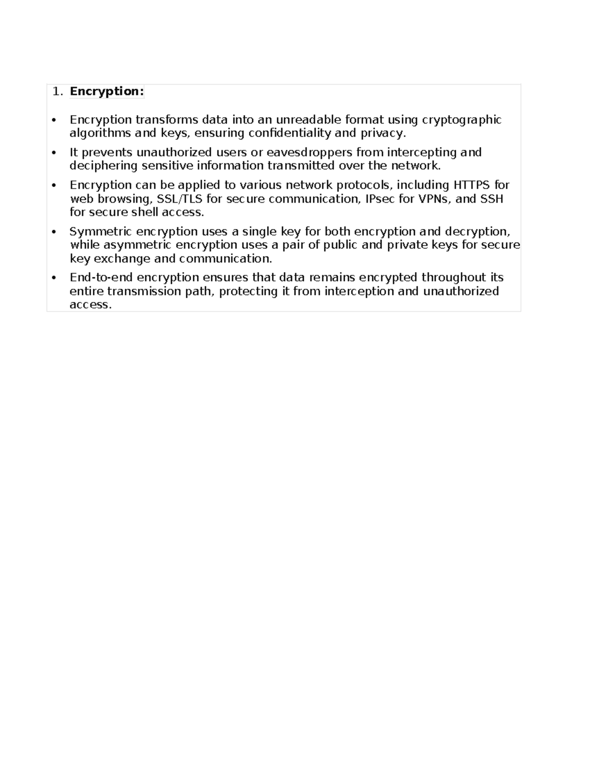 Encryption - Networking notes - 1. Encryption: Encryption transforms ...
