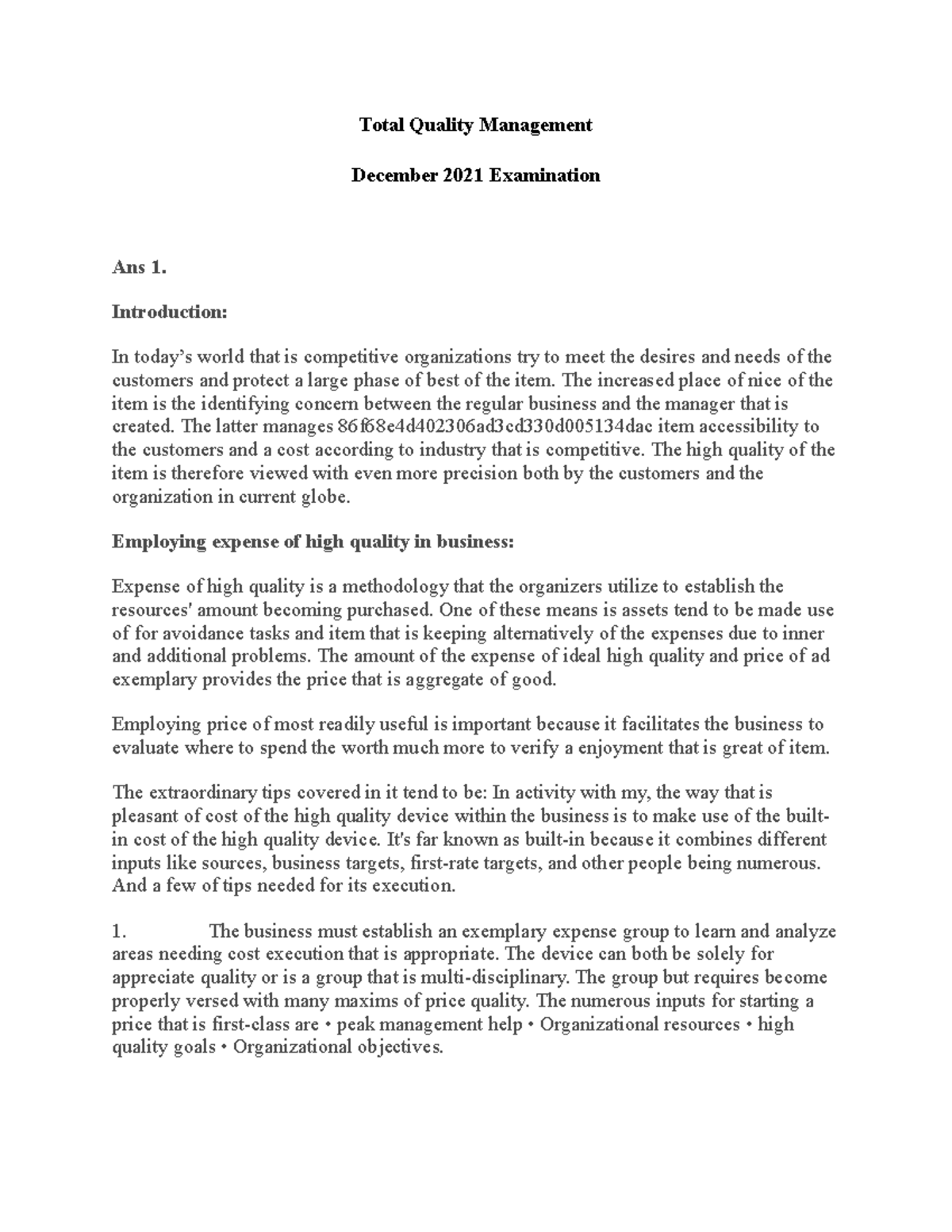 Total Quality Management - Total Quality Management December 2021 ...