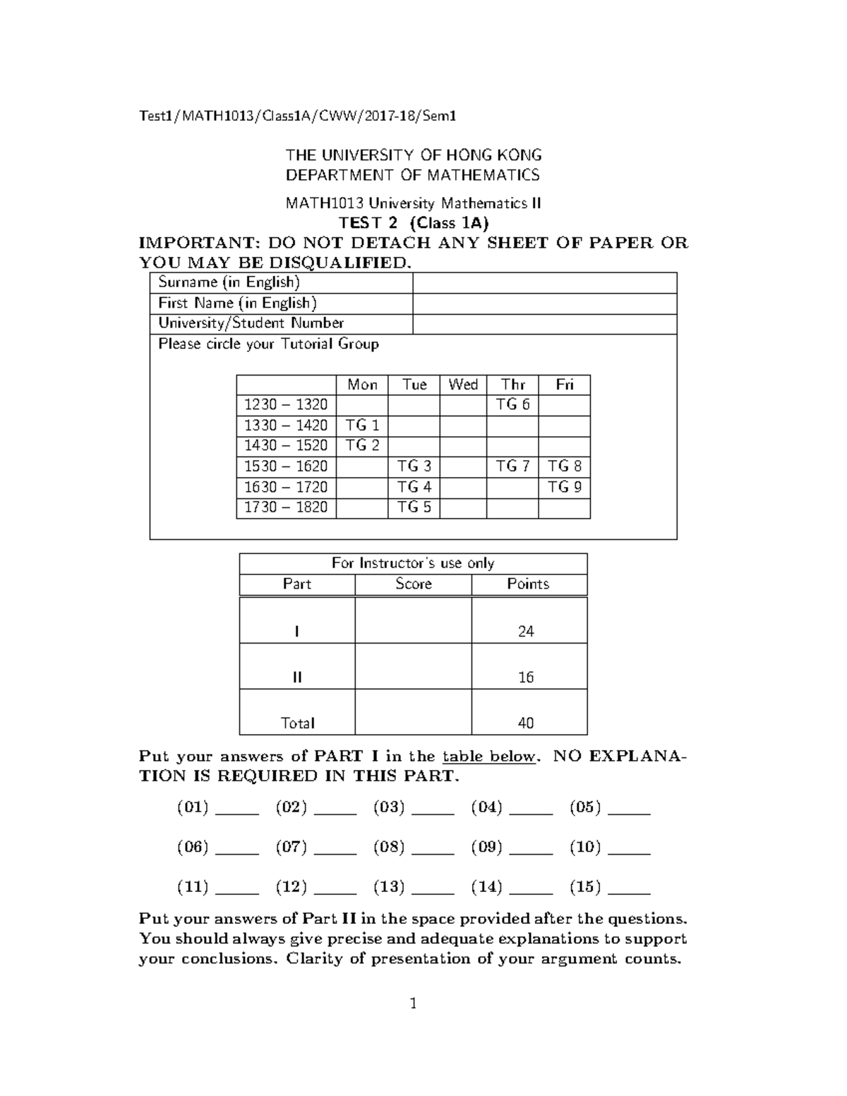 MATH1013 2017 Sem1ATest 2 Wong Chi Wing - Test1/MATH1013/Class1A/CWW ...