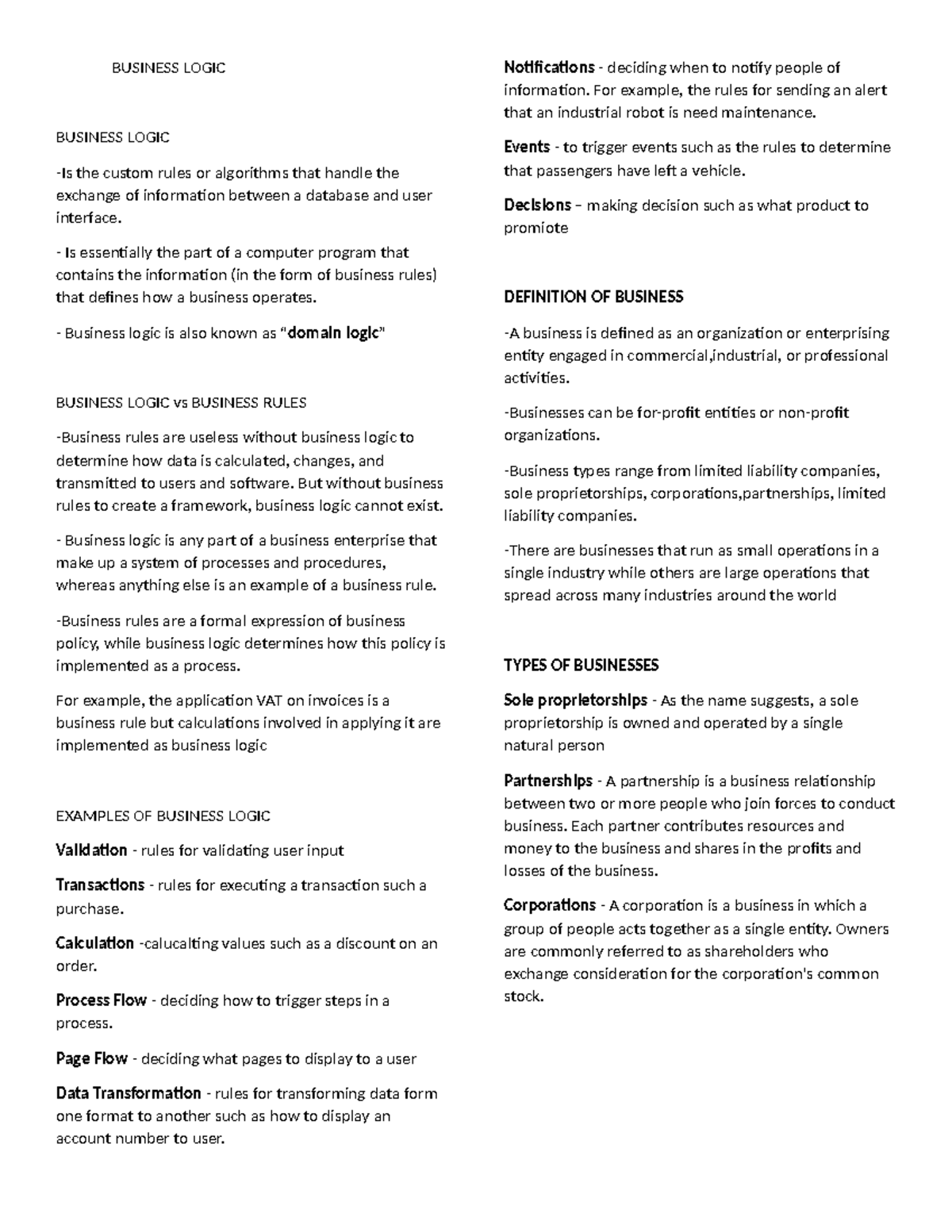 Business logic 3rd Year - BUSINESS LOGIC BUSINESS LOGIC -Is the custom ...