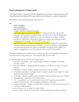 MNGMT 4060 CHP 4 - Chapter 4 Project Management Fundamentals. Defining ...