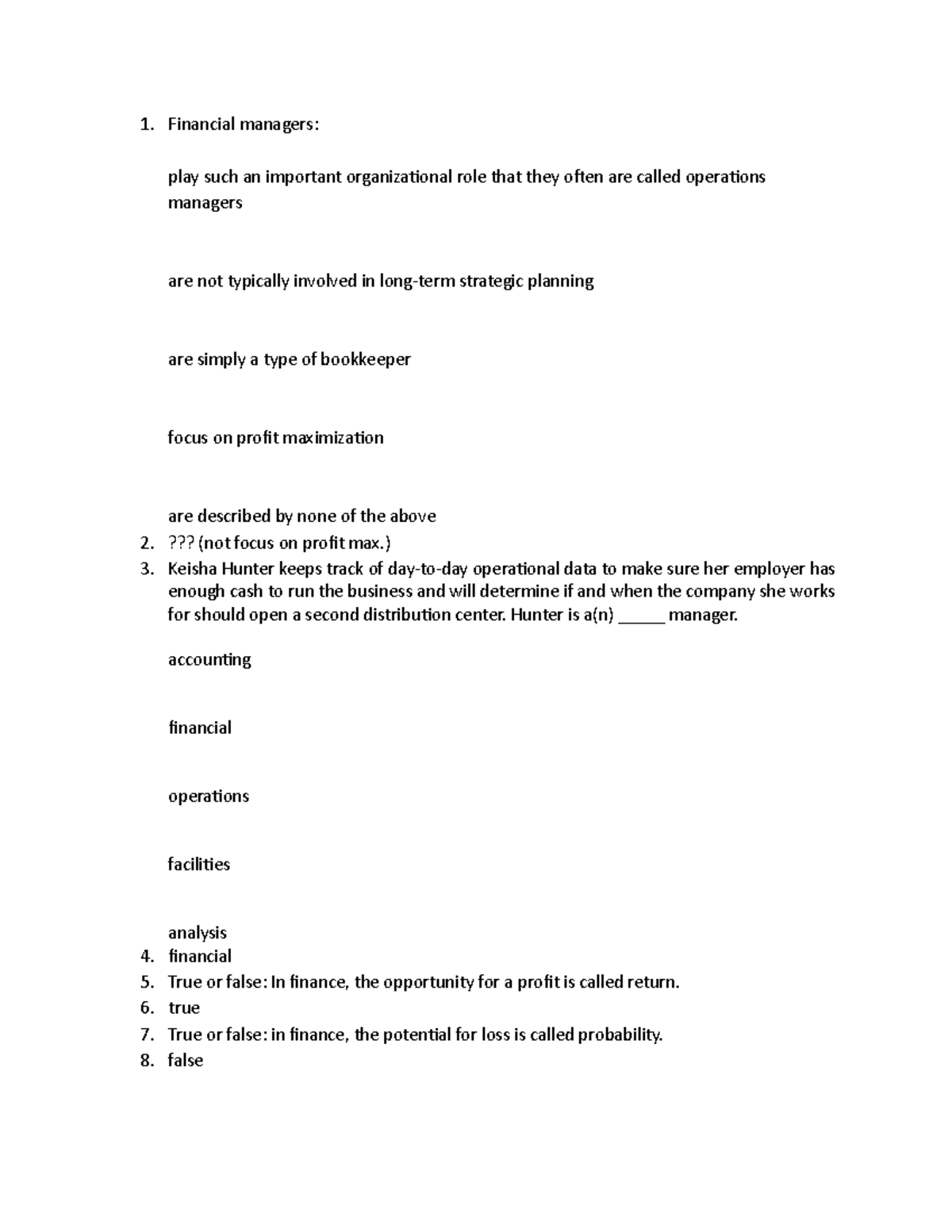 Busmgt 390 28 - notes - Financial managers: play such an important ...