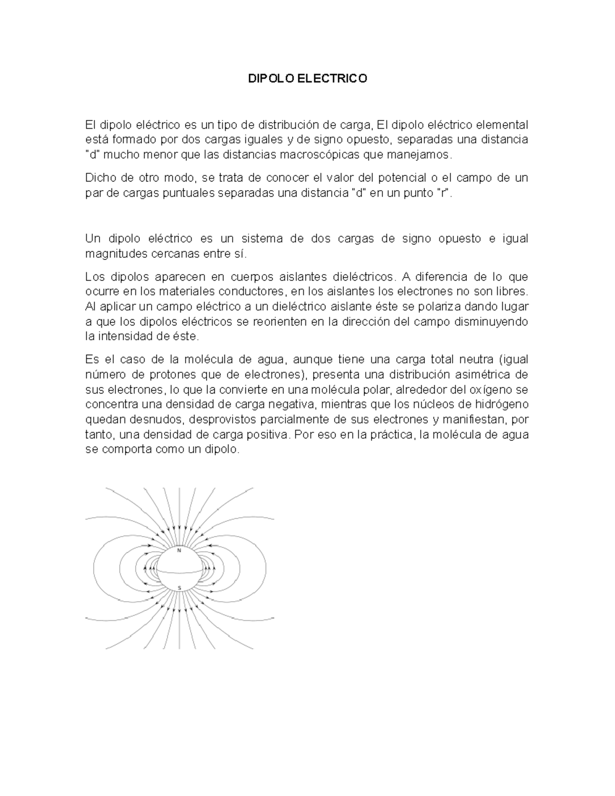 Dipolo Electrico - DIPOLO ELECTRICO El dipolo eléctrico es un tipo de ...