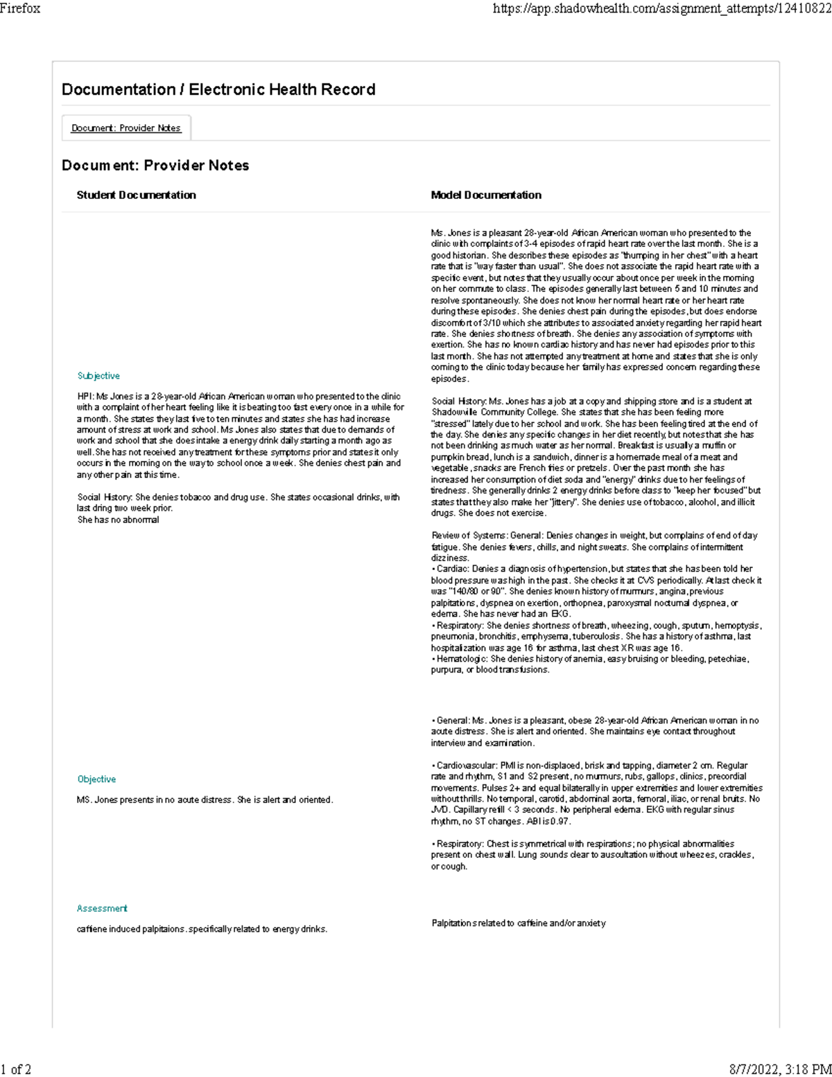 Cardiovascular documentation - Documentation / Electronic Health Record ...