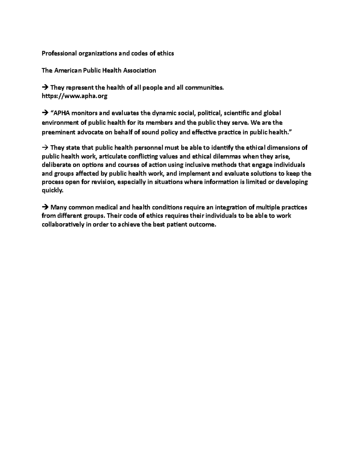 APHA - About the APHA - Professional organizations and codes of ethics ...