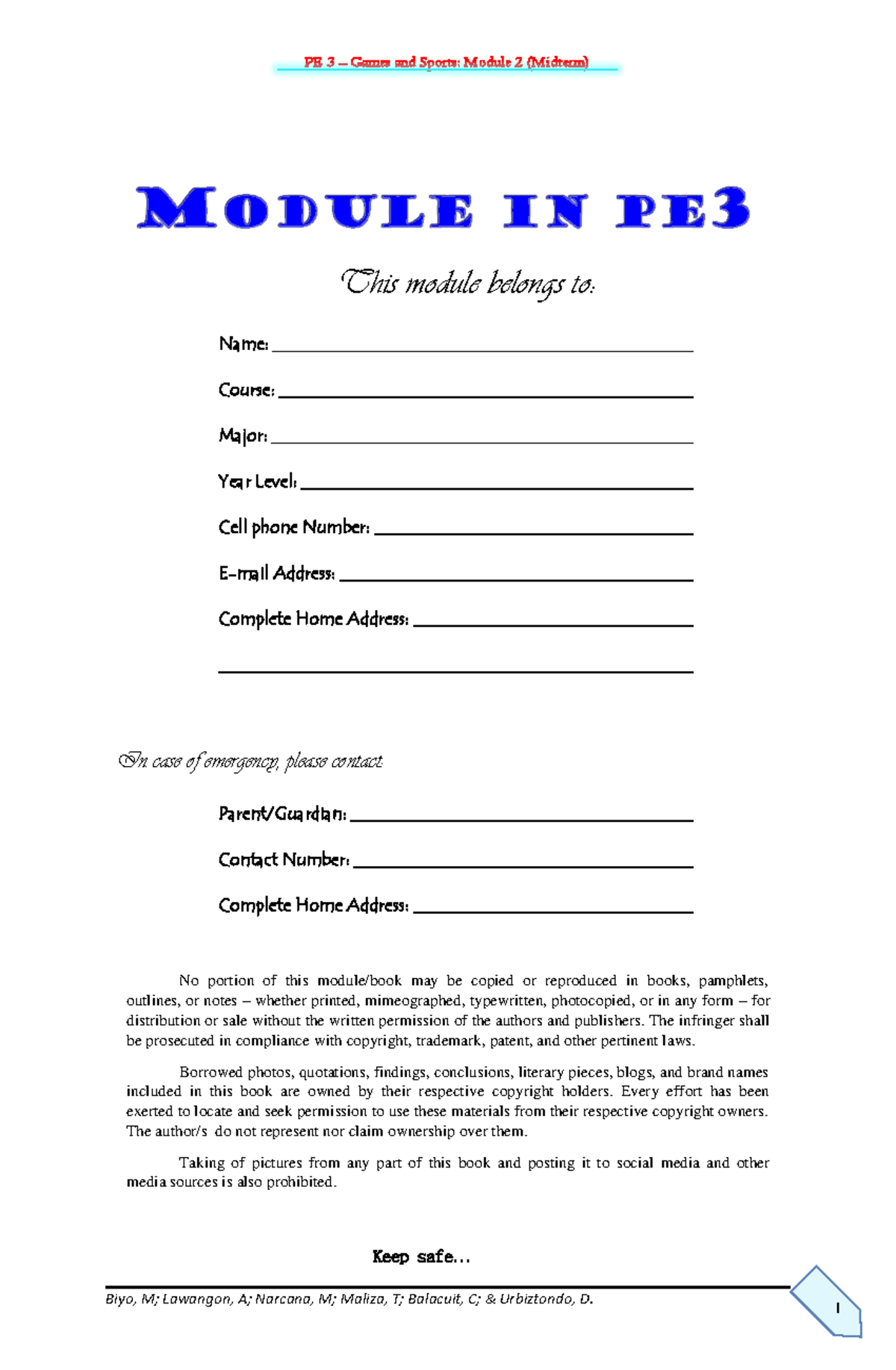 Module-2-IN-PE-3-Midterm 2 - This module belongs to: Name: Course ...