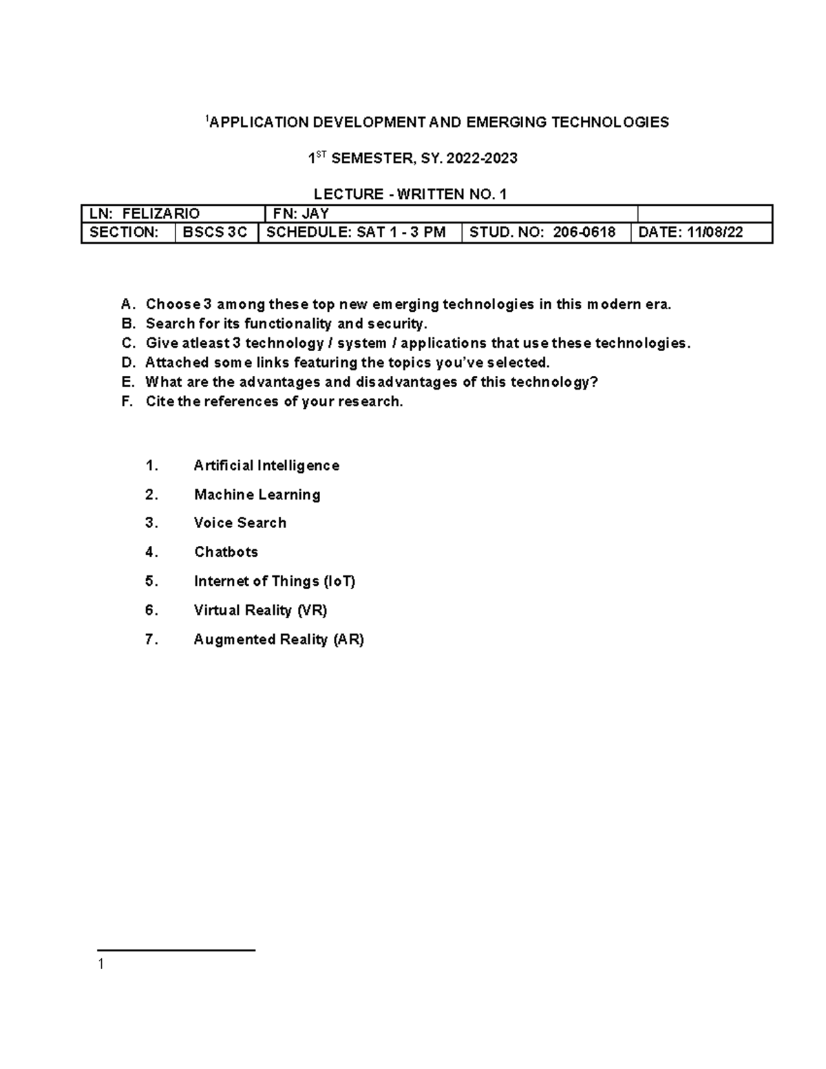 JAY.F. Lecture - Written NO. 1 - 1 APPLICATION DEVELOPMENT AND EMERGING ...