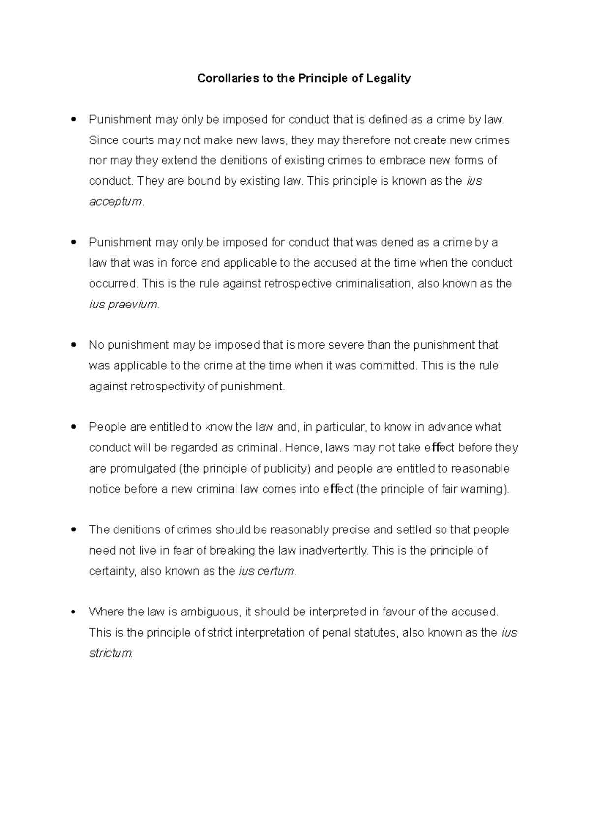 Corollaries to the Principle of Legality - Criminal Law - Introduction ...