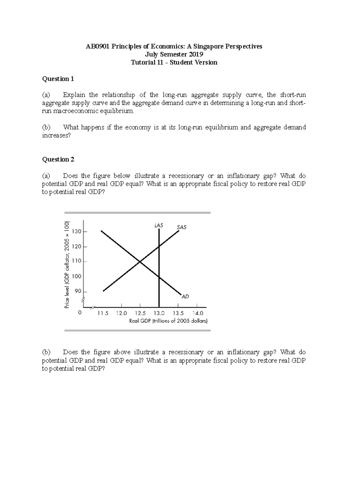 AB0901 Tutorial 11.Student Version - AB0901 Principles of Economics: A ...