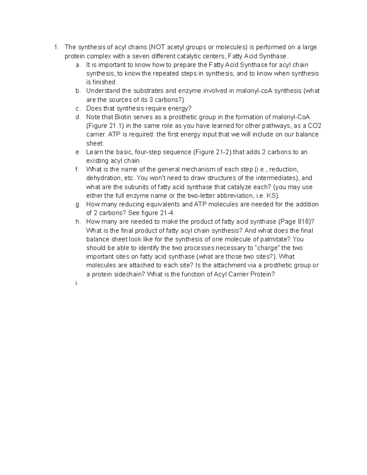 LS NTK - Lecture in question form - The synthesis of acyl chains (NOT ...