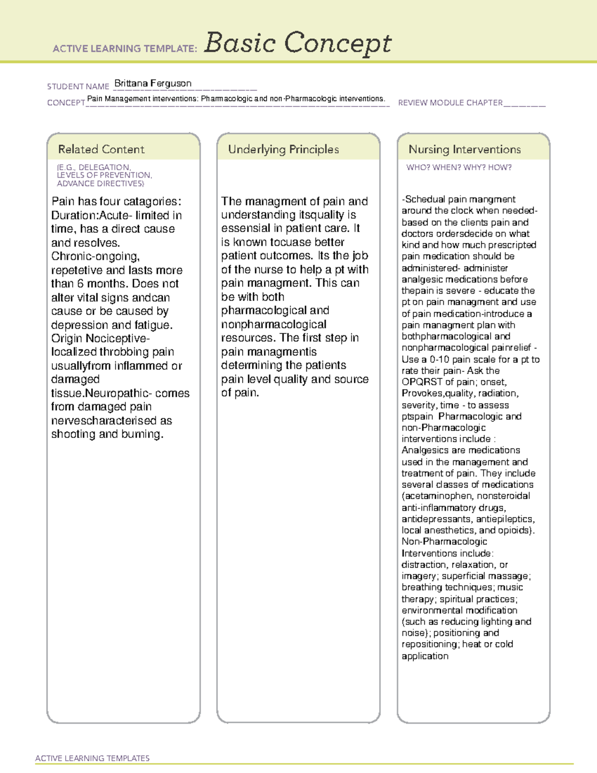 Pain management basic - gtut - ACTIVE LEARNING TEMPLATES Basic Concept ...
