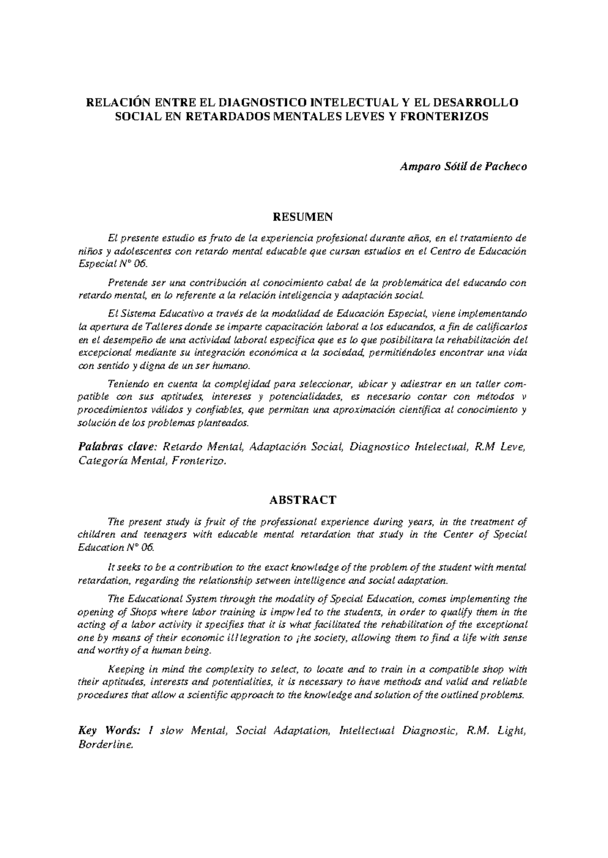 Retraso mental leve - Apuntes 1,3-7 - RELACIÓN ENTRE EL DIAGNOSTICO ...