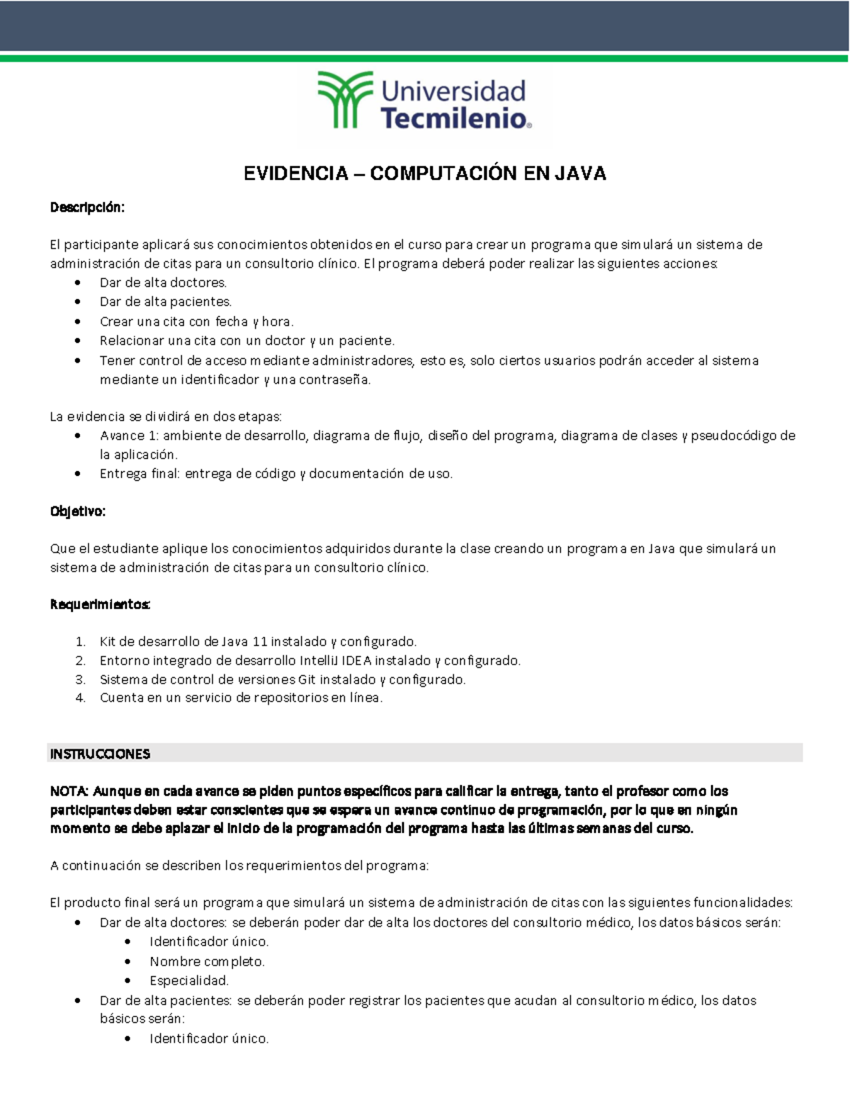 Evidencia - hola - EVIDENCIA – COMPUTACIÓN EN JAVA Descripción: El participante aplicará sus ...