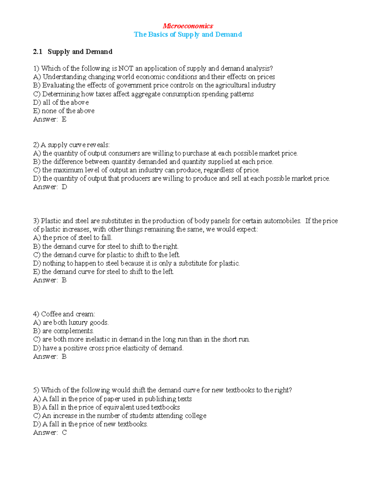 Microeconomics The basics of supply and demand - Microeconomics The ...