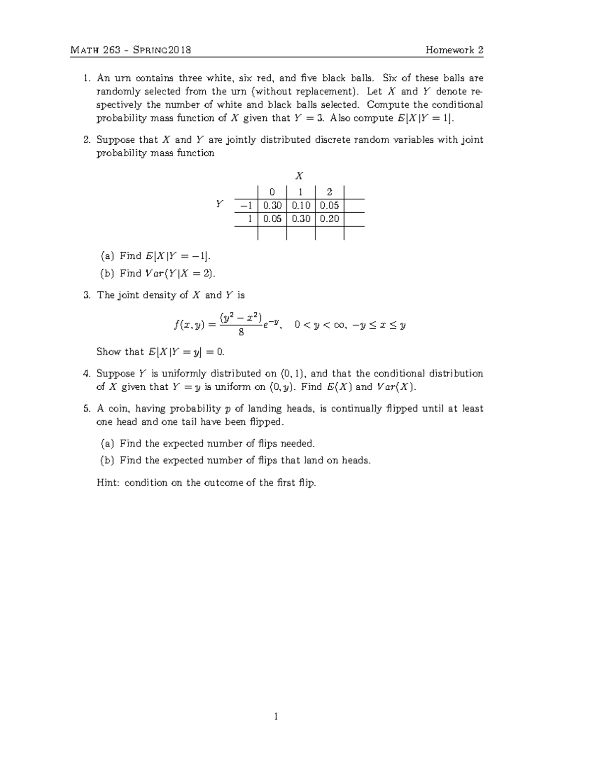 Homework 263 02 - Math 263 - Spring2018 Homework 2 An urn contains ...