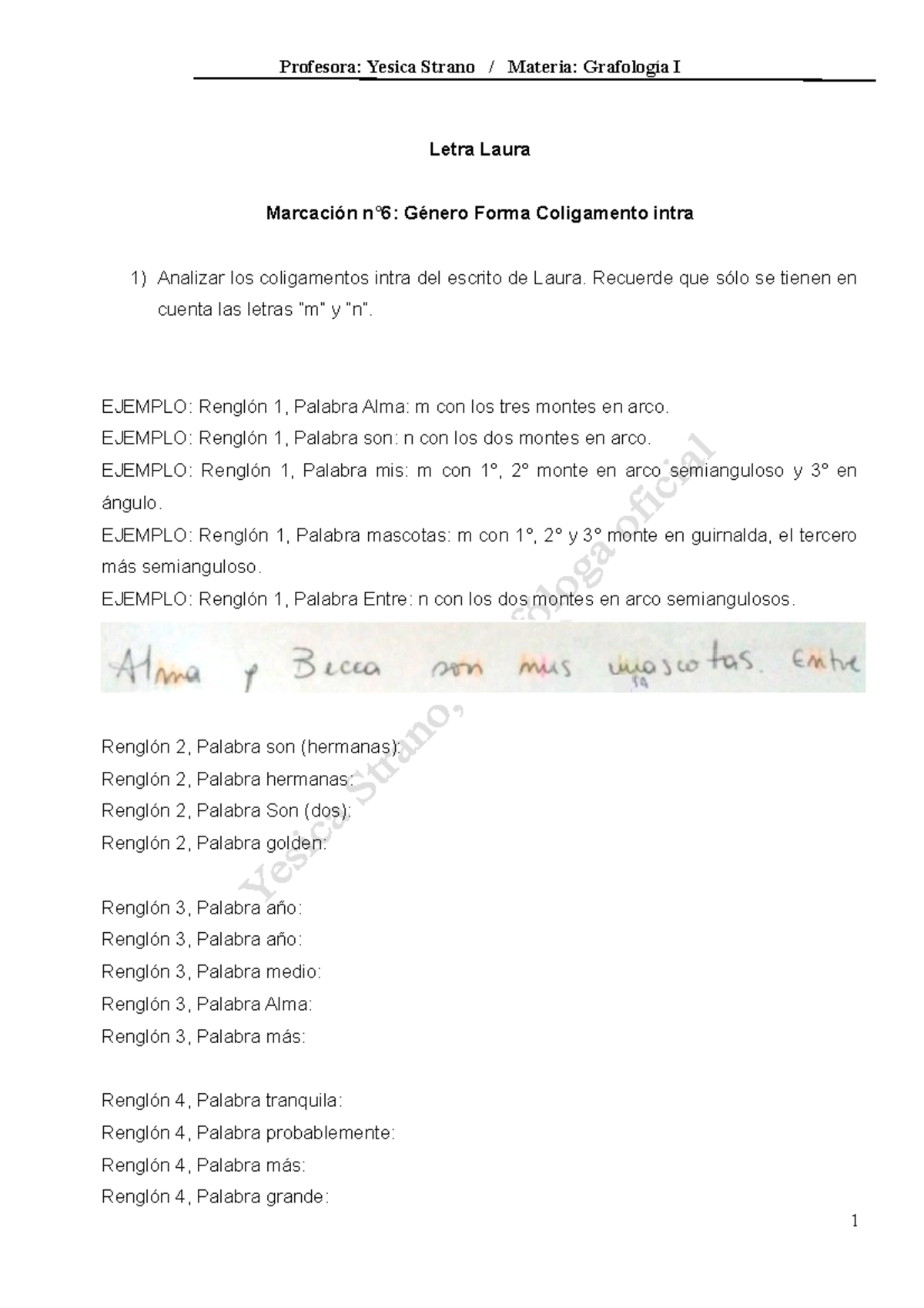 DOC-202209 colig intra - Profesora: Yesica Strano / Materia: Grafología ...