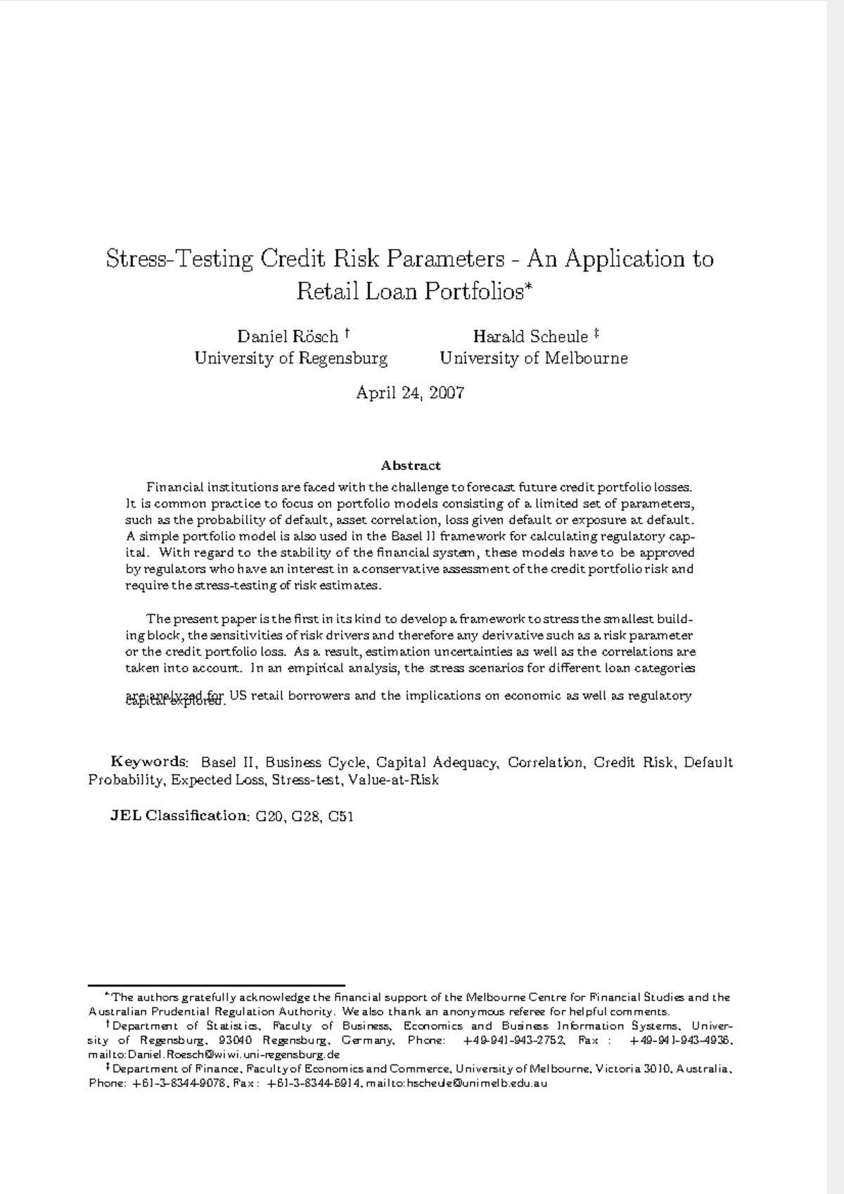 Vdocument - Summary Foundry Technology - Stress-Testing Credit Risk ...