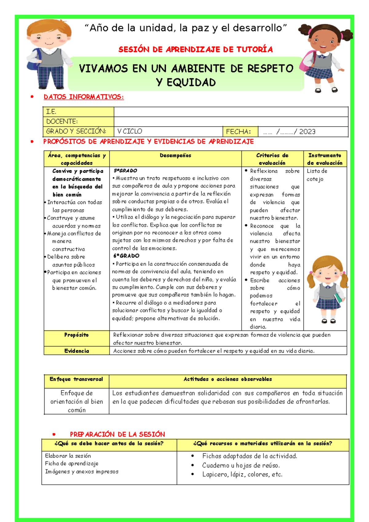 SES-MART-TUT- Vivamos EN UN Ambiente DE Respeto Y Equidad - SESIÓN DE ...