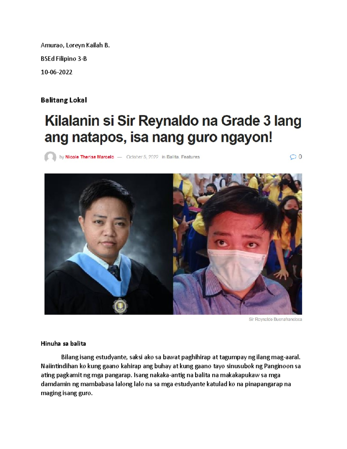 Balita - Goods - Amurao, Loreyn Kailah B. BSEd Filipino 3-B 10-06 ...