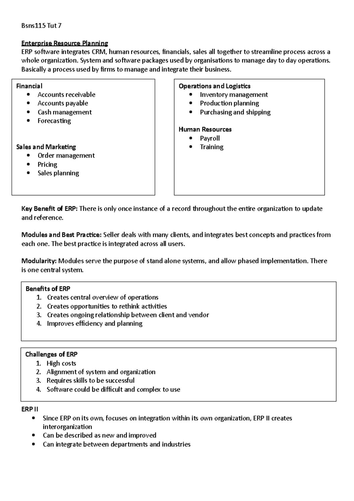 BSNS115 tut 7 - I was a tutor for this paper and made these tutorial ...
