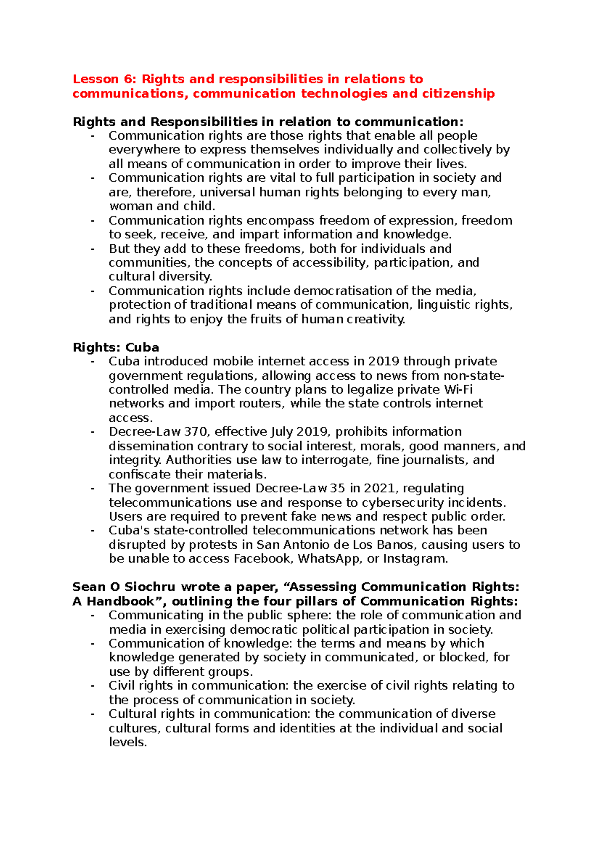 Lesson 6 - intercultural comm - Lesson 6: Rights and responsibilities ...