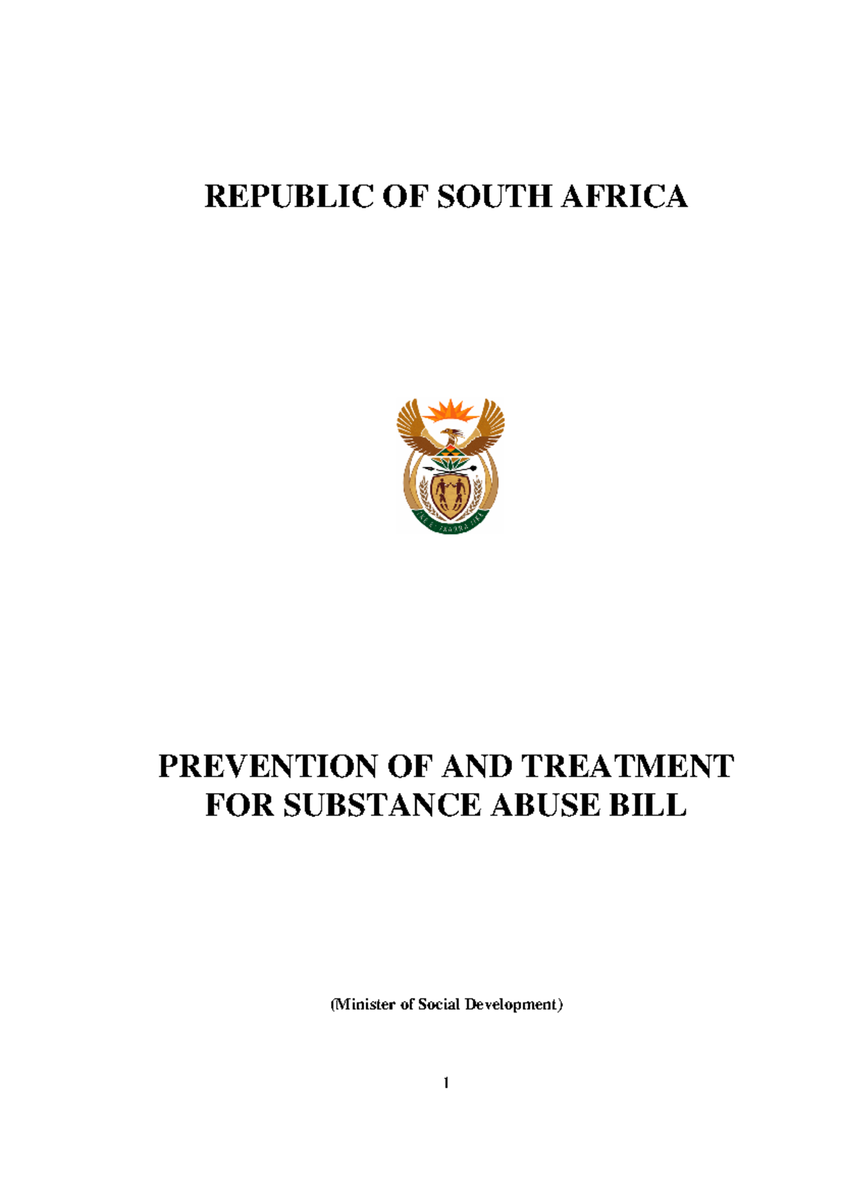 Prevention of and Treatment for Substance Abuse Bill - REPUBLIC OF ...