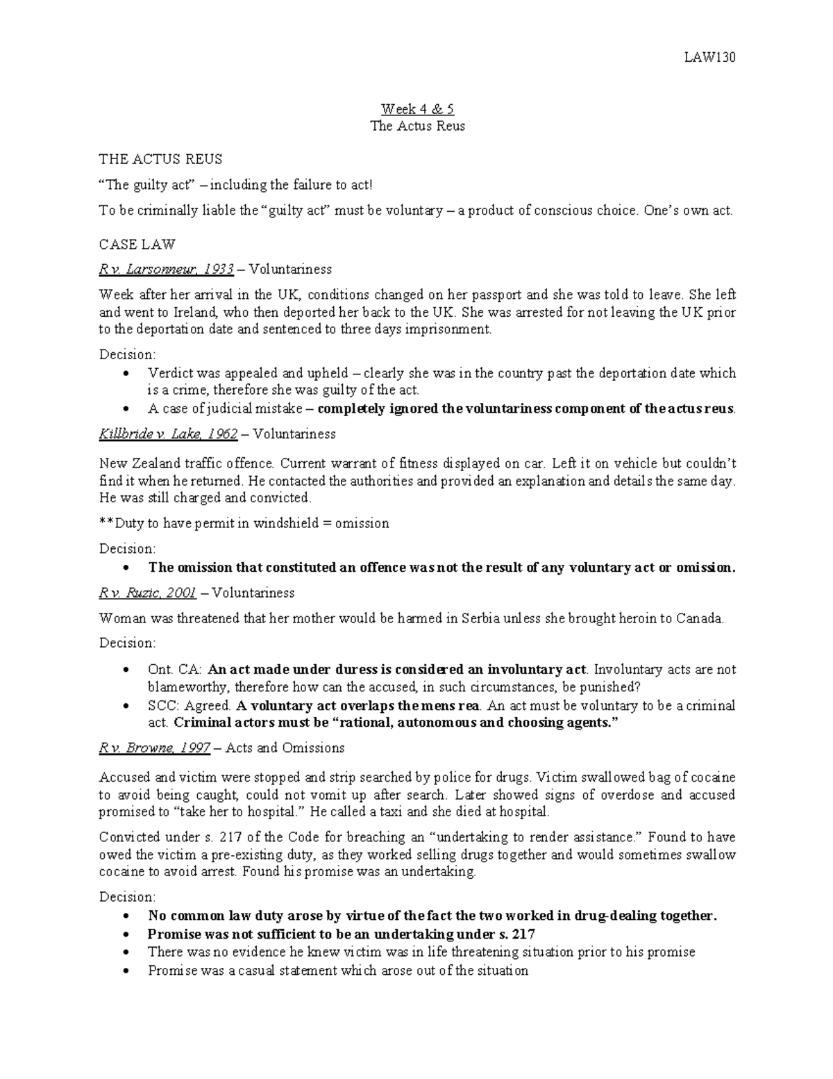Week 4^05 - The Actus Reus William Enwright - Week 4 & 5 The Actus Reus ...