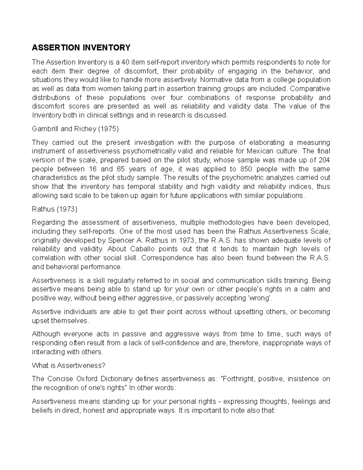 Reyes Paredes Aislinn Activity 2.4 Assertion Inventory - ASSERTION INVENTORY The Assertion ...