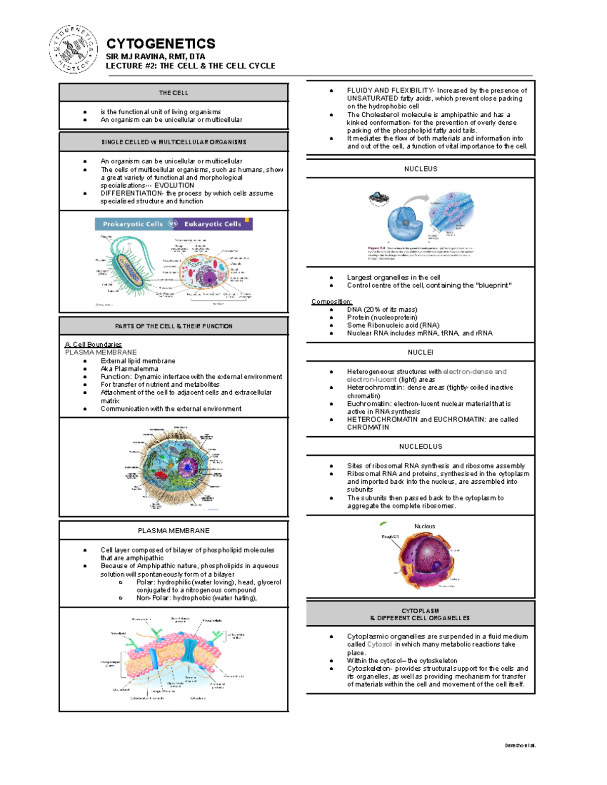 Cyto lec 2 - cytogenetics lec 1 - CYTOGENETICS SIR MJ RAVINA, RMT, DTA ...