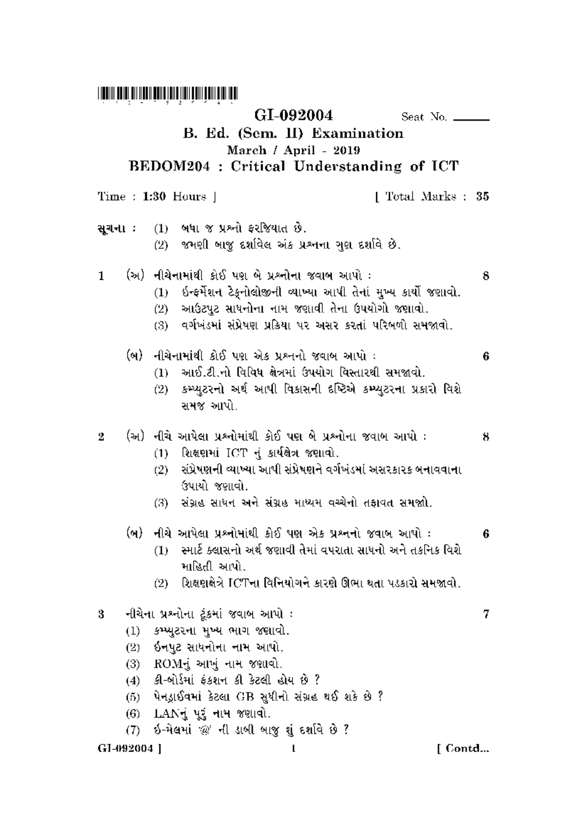 B.Ed. Semester - 2 BED0C204 - Critical Understanding of ICT - Studocu