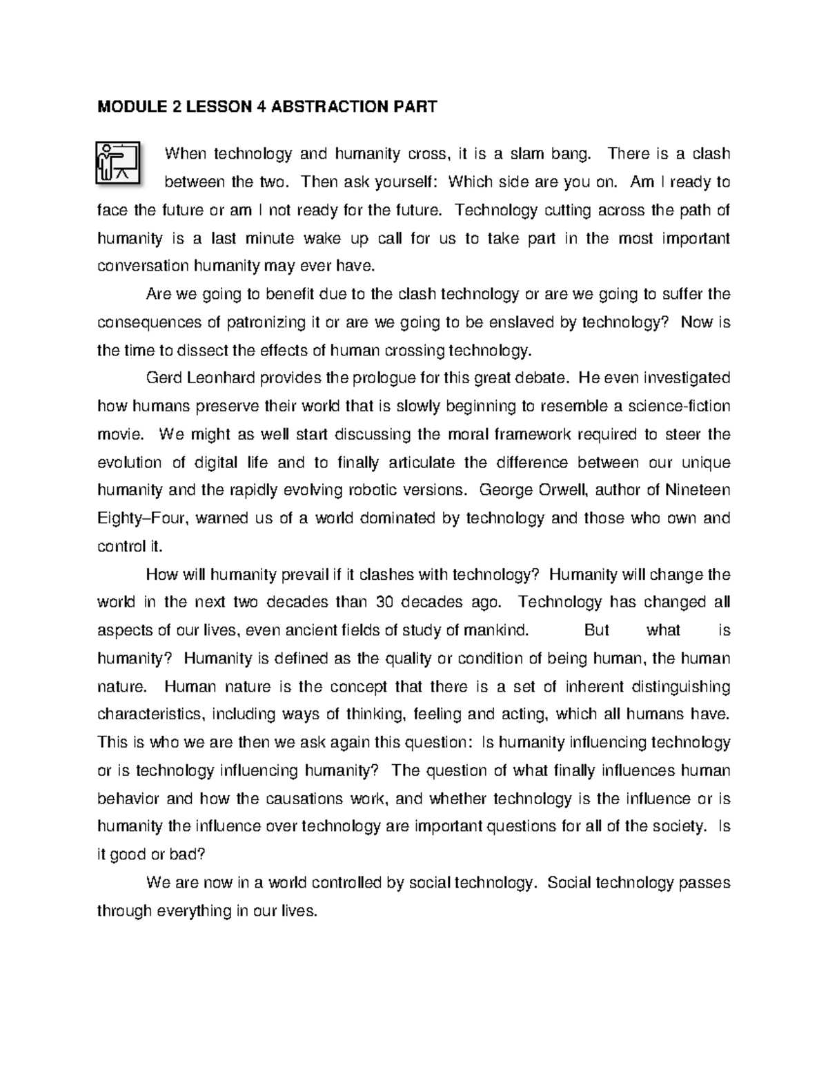 Module 2 Lesson 4 Abstraction Part Sts Module 2 Lesson 4 Abst When Technology An Between The